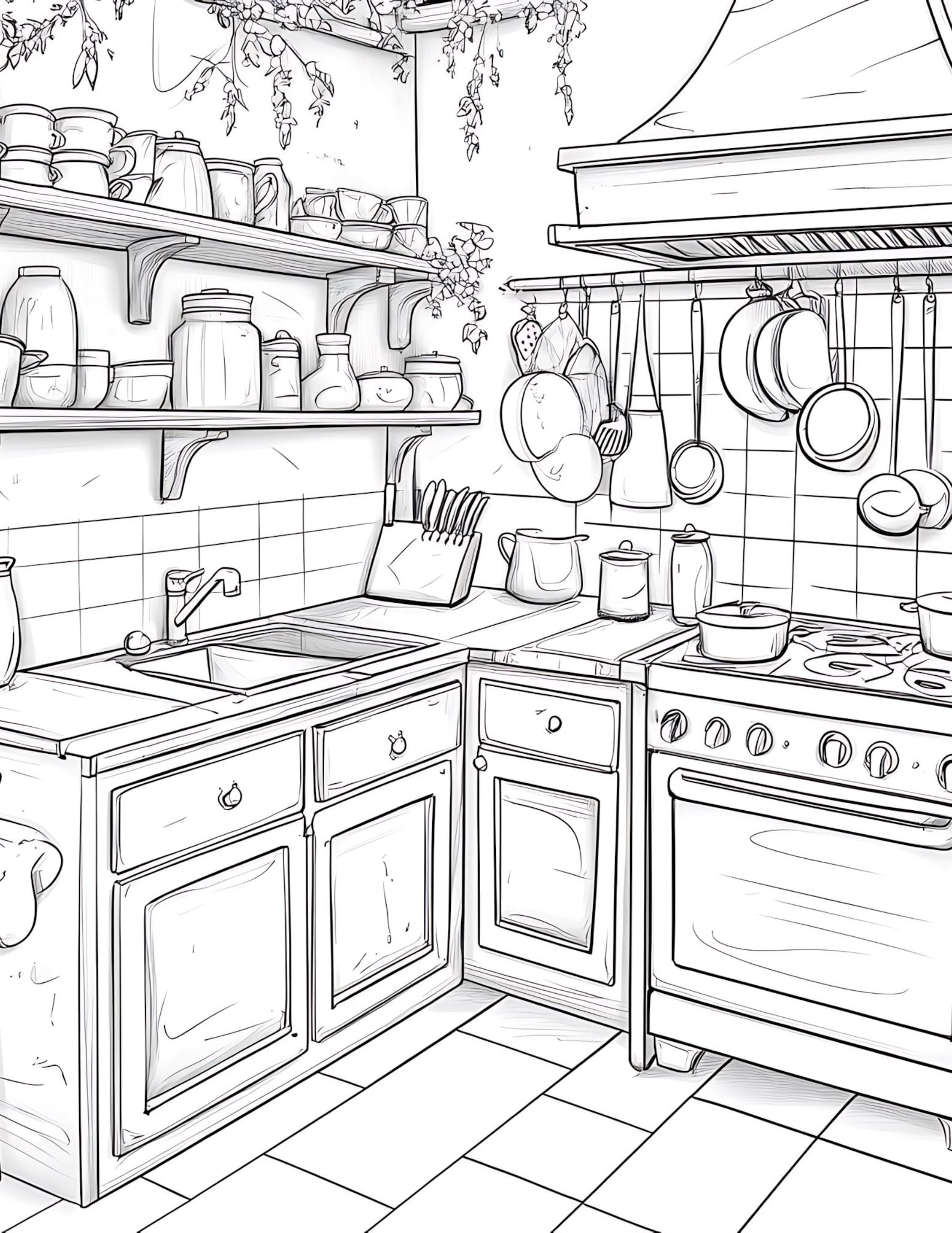 Dream Kitchen Coloring Pages | Printable Digital Download for Adults ...