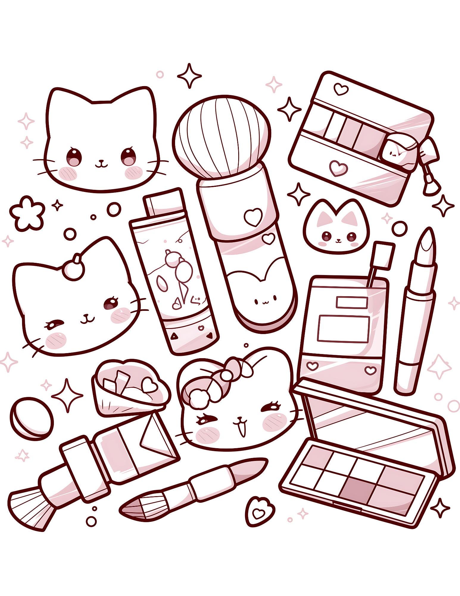 Pink Palette Makeup Themed Coloring Pages Coloring for Adults and Kids ...