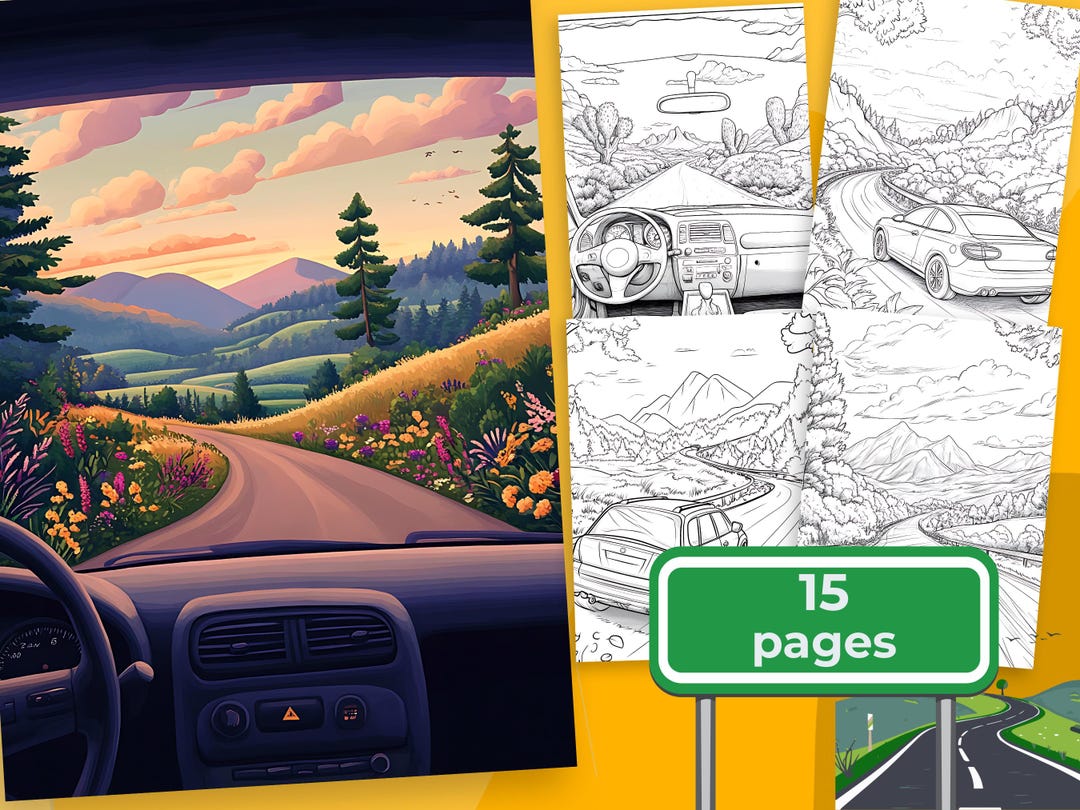 Drive With Me Coloring Pages | Road Trip Coloring Pages | Scenic Views ...