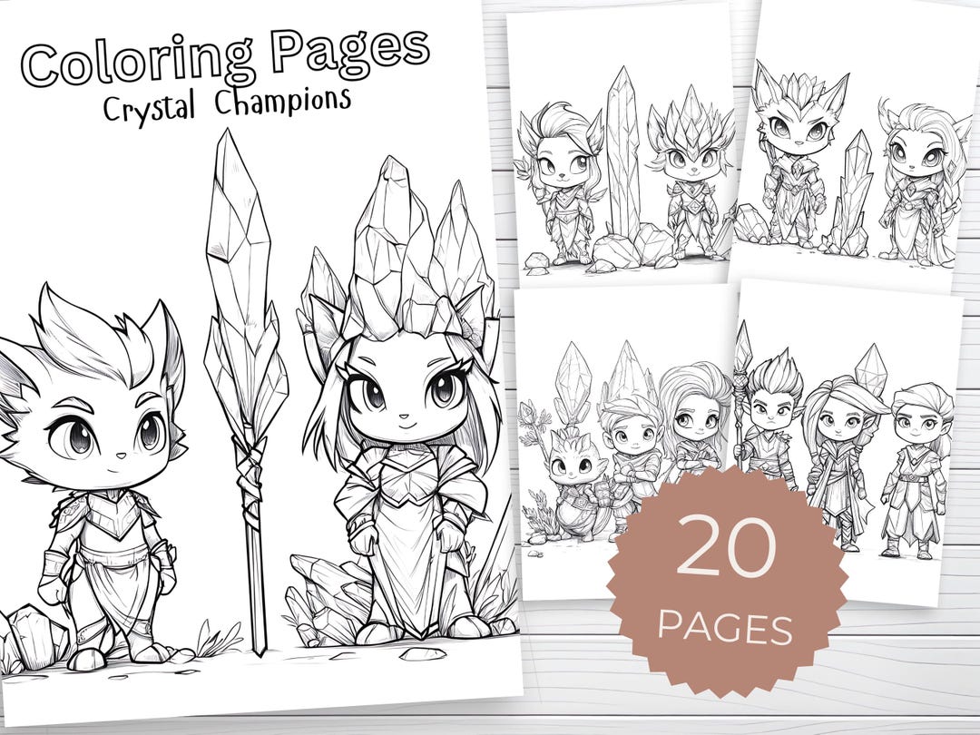 Fantasy Crystal Champions Coloring Pack Crystal Fantasy Coloring Pages ...