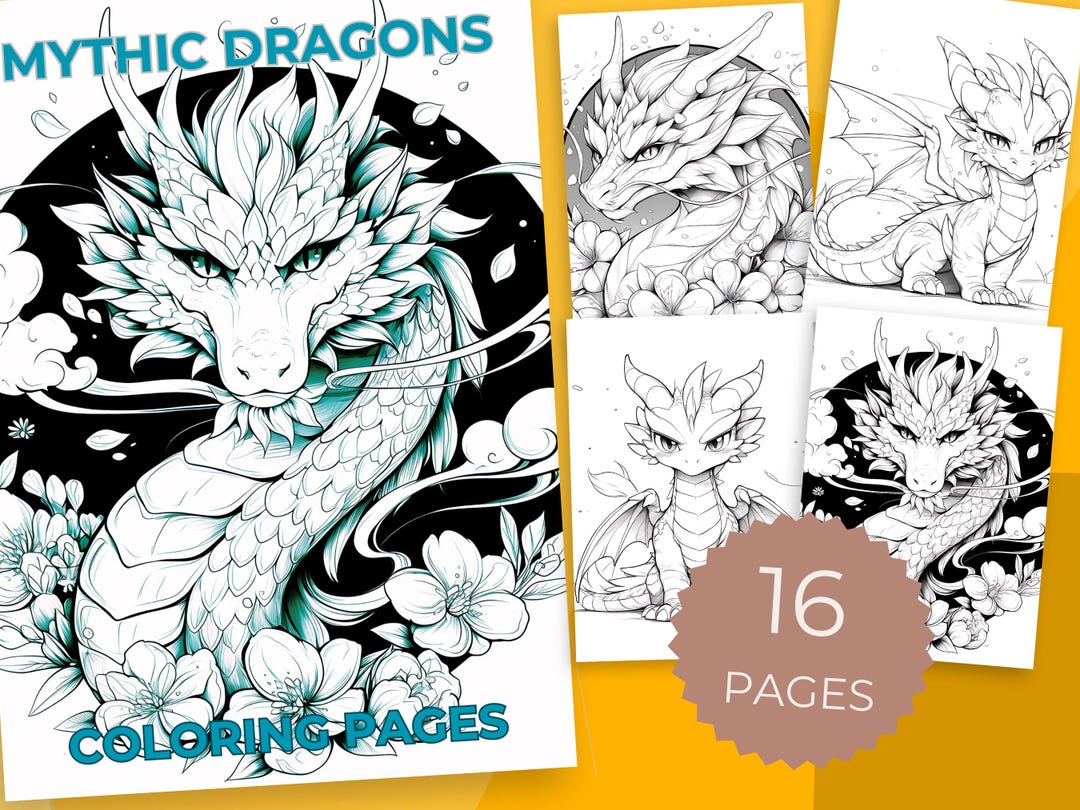 Mythic Dragons Coloring Pack | High Fantasy Dragon Art | Anime Style ...