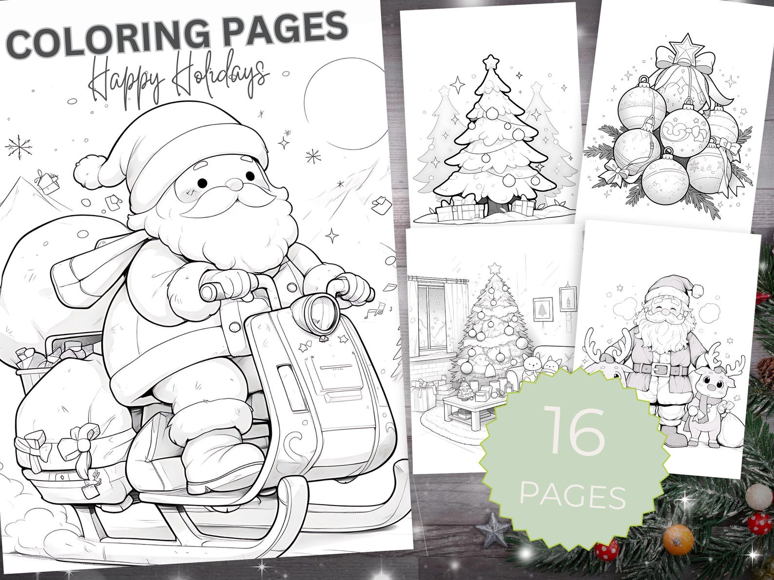 Happy Holidays Coloring Pack | Festive Holiday Scenes Coloring Pack ...