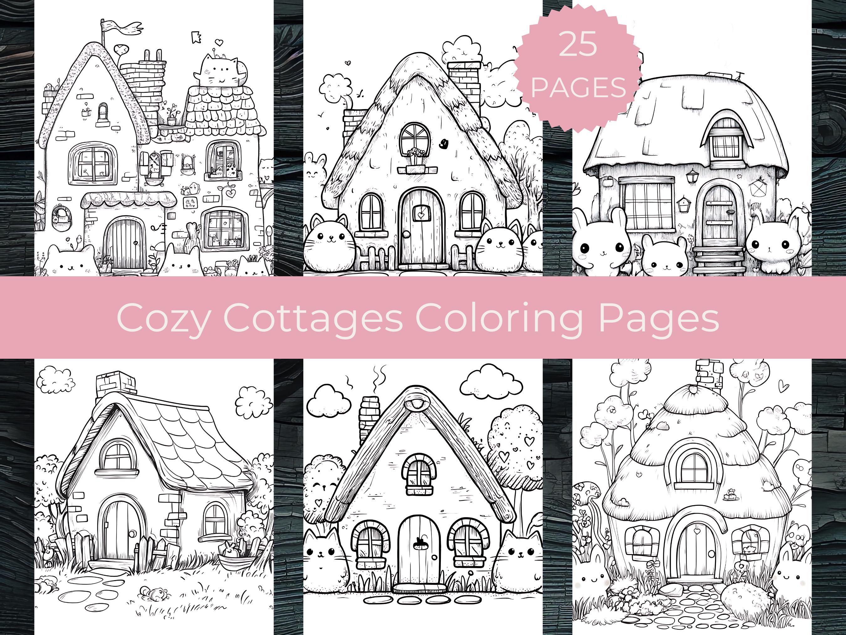 Cozy Cottages Coloring Pages | Coloring for Kids and Adults | Coloring ...