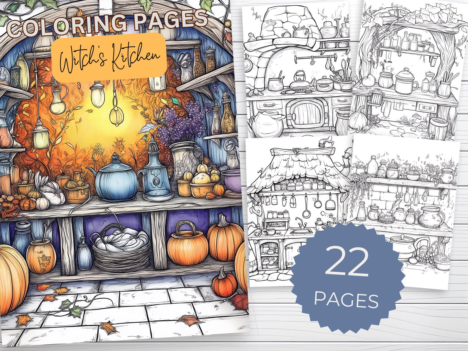 Good Witch's Kitchen Coloring Pages | Printable Digital Download for ...
