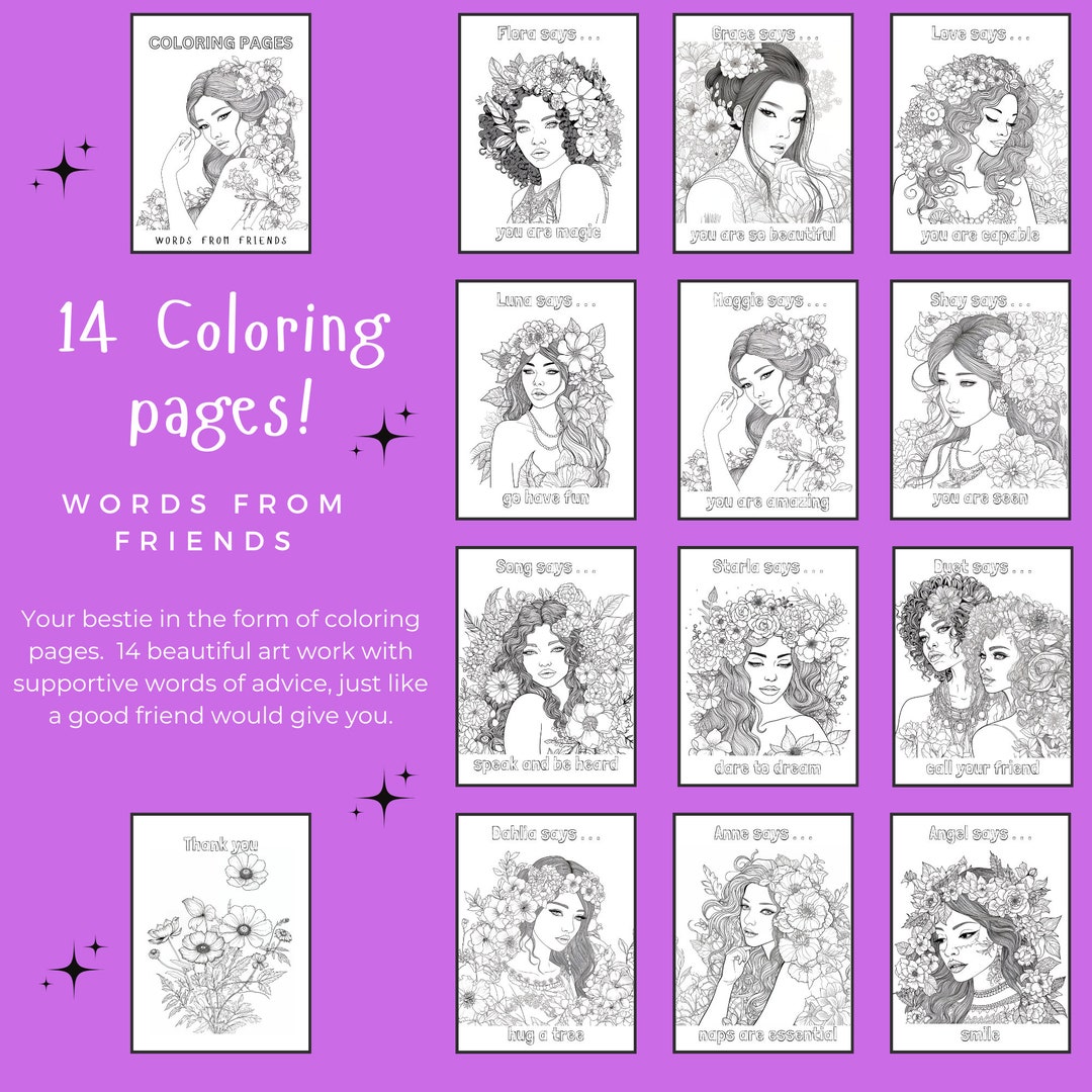 Mental Wellness Coloring Pages. Printable Coloring Page. Supportive ...