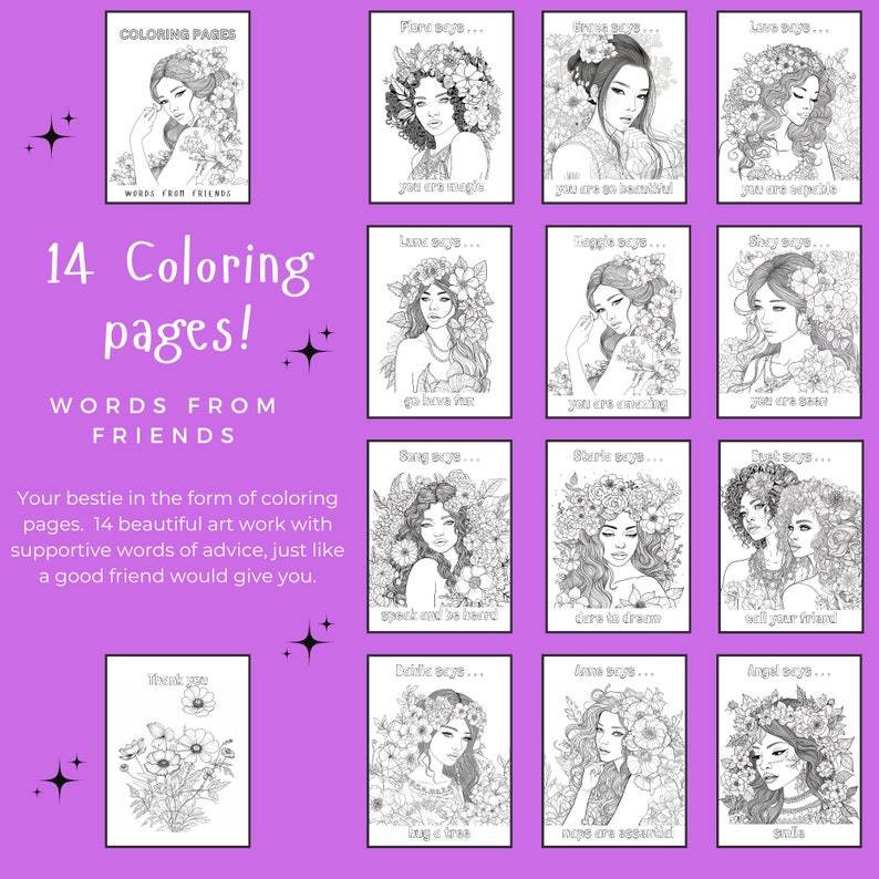 Mental Wellness Coloring Pages. Printable Coloring Page. Supportive ...