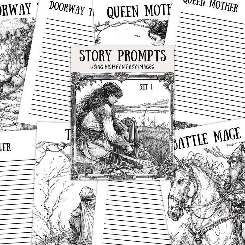 High Fantasy Story Prompts Printable Pack | Coloring Pages | Writing ...