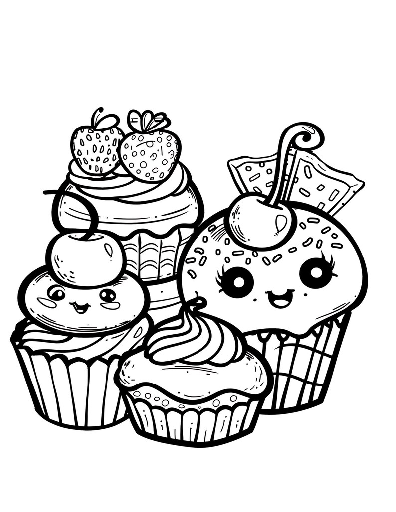 Kawaii Desserts Coloring Pages. PDF Download. Kawaii Style Art ...