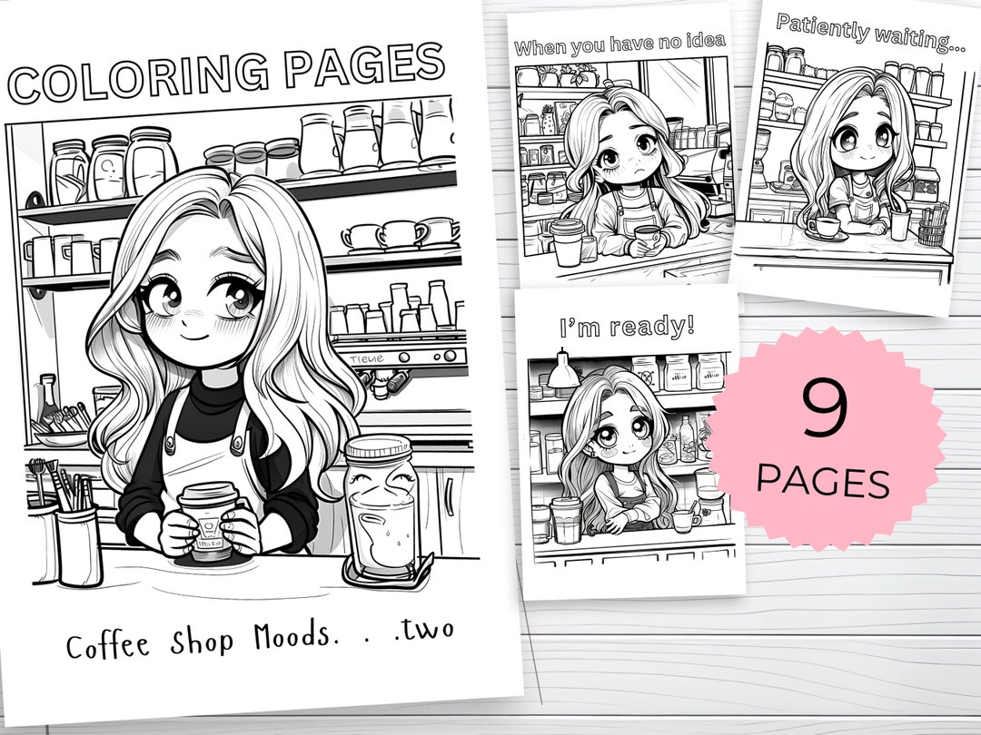 Coffee Shop Moods II. Coffee Shop. Chibi Style Japanese Graphic ...