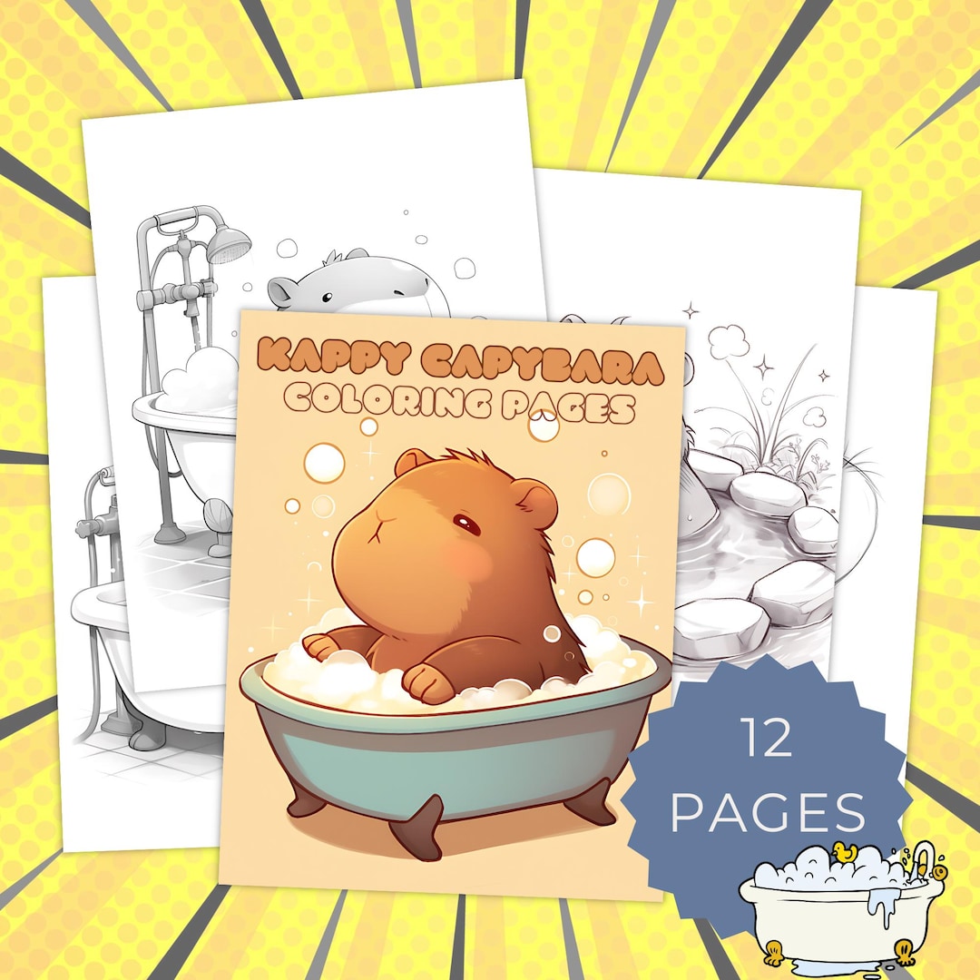 Kappy Capybara Coloring Pages | Bathing Capybara | Adorable, Sweet ...