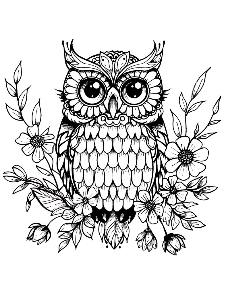 Mandala Owls Coloring Pages. Owl Design Printable Coloring Pages. Wise ...