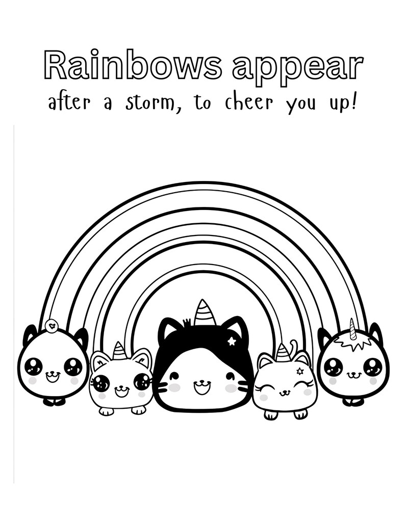 Cute Kawaii Rainbow Coloring Pages. Printable Coloring Pages for Kids ...