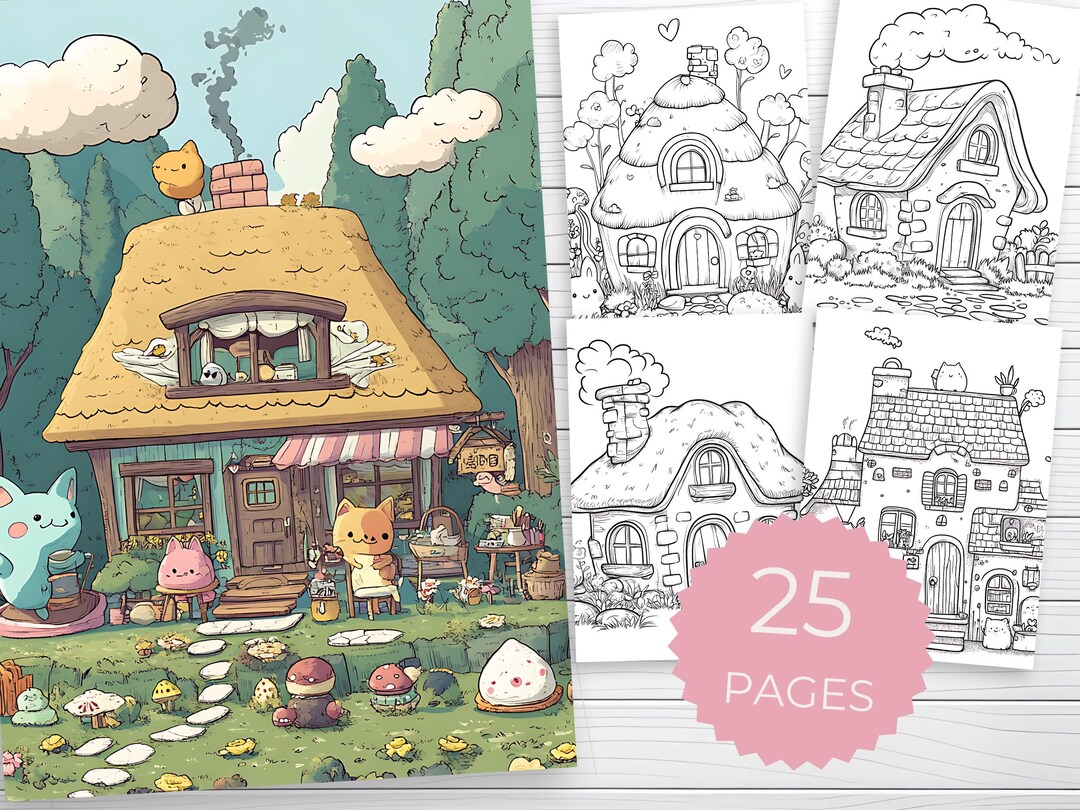 Cozy Cottages Coloring Pages | Coloring for Kids and Adults | Coloring ...