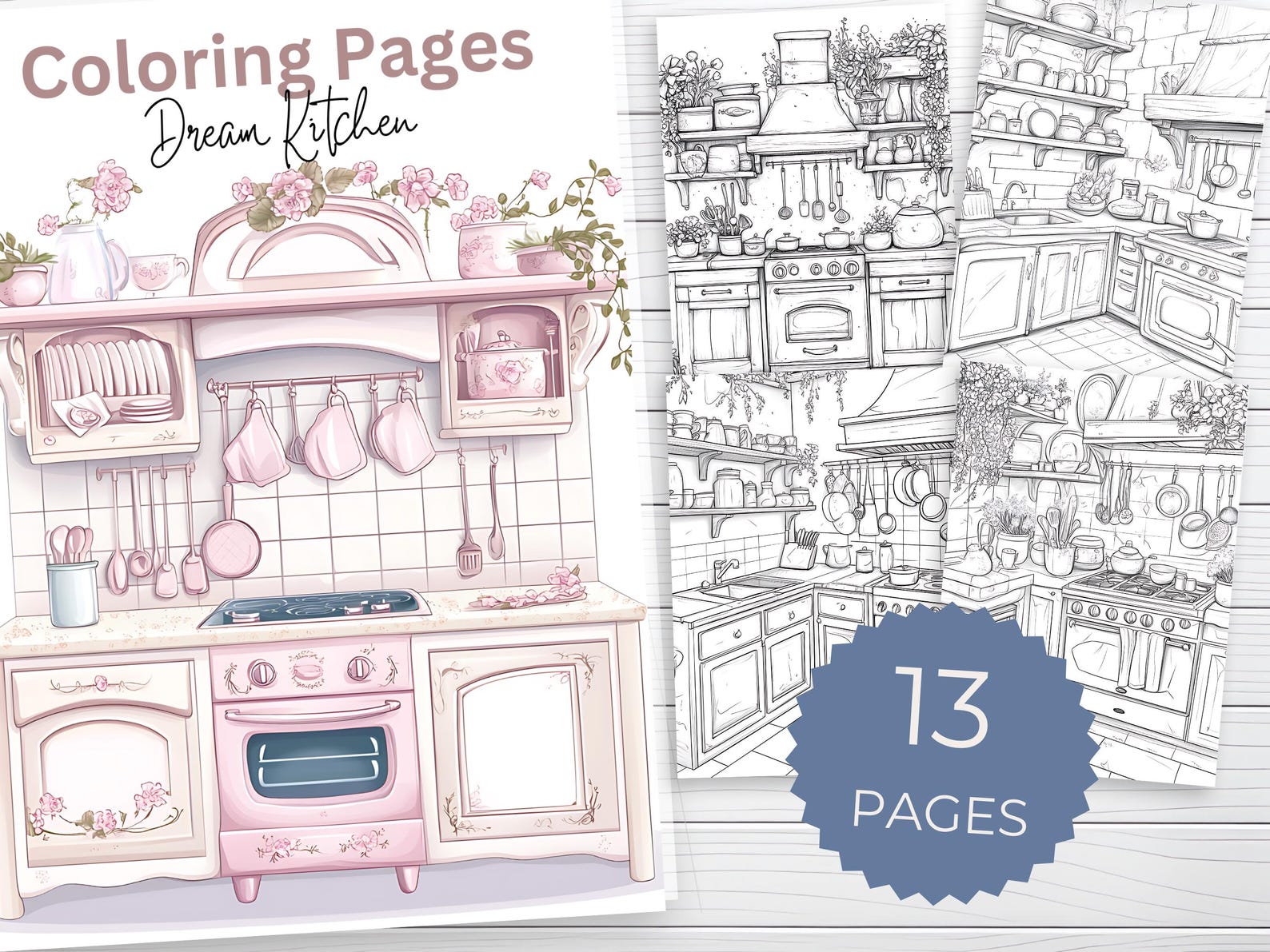 Dream Kitchen Coloring Pages | Printable Digital Download for Adults ...