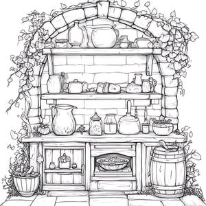 Good Witch's Kitchen Coloring Pages | Printable Digital Download for ...