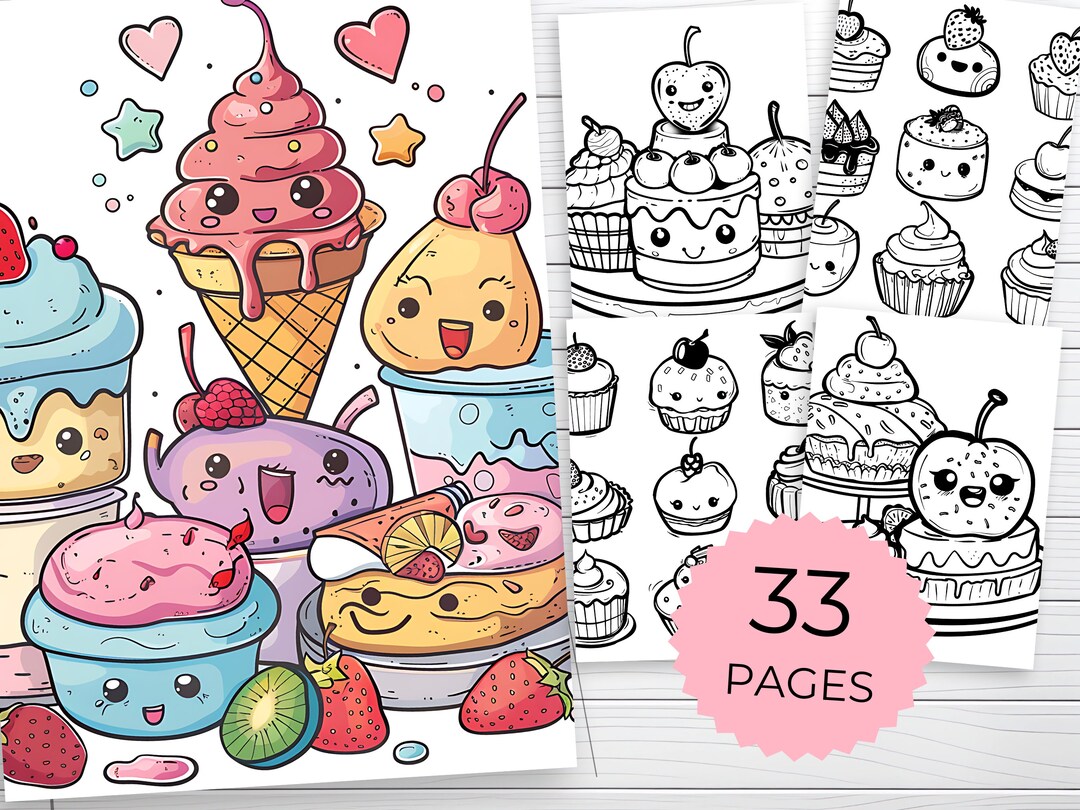 Kawaii Desserts Coloring Pages. PDF Download. Kawaii Style Art ...