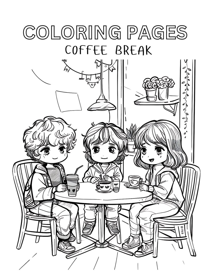 Coffee Break Coloring Pack. Cute Chibi Style Pages. Coloring Pages for ...