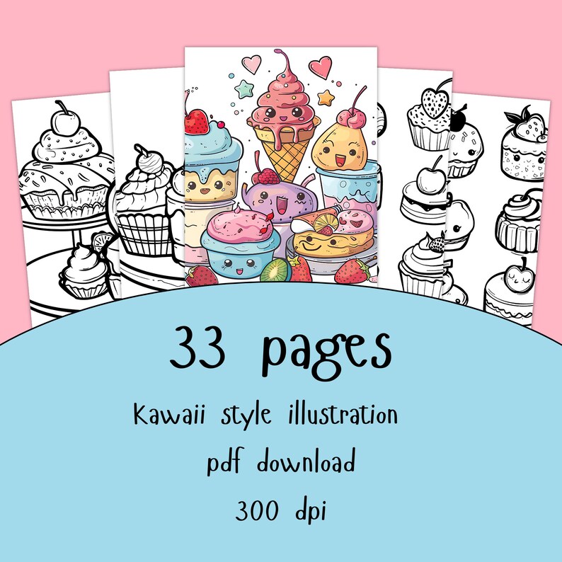 Kawaii Desserts Coloring Pages. PDF Download. Kawaii Style Art ...