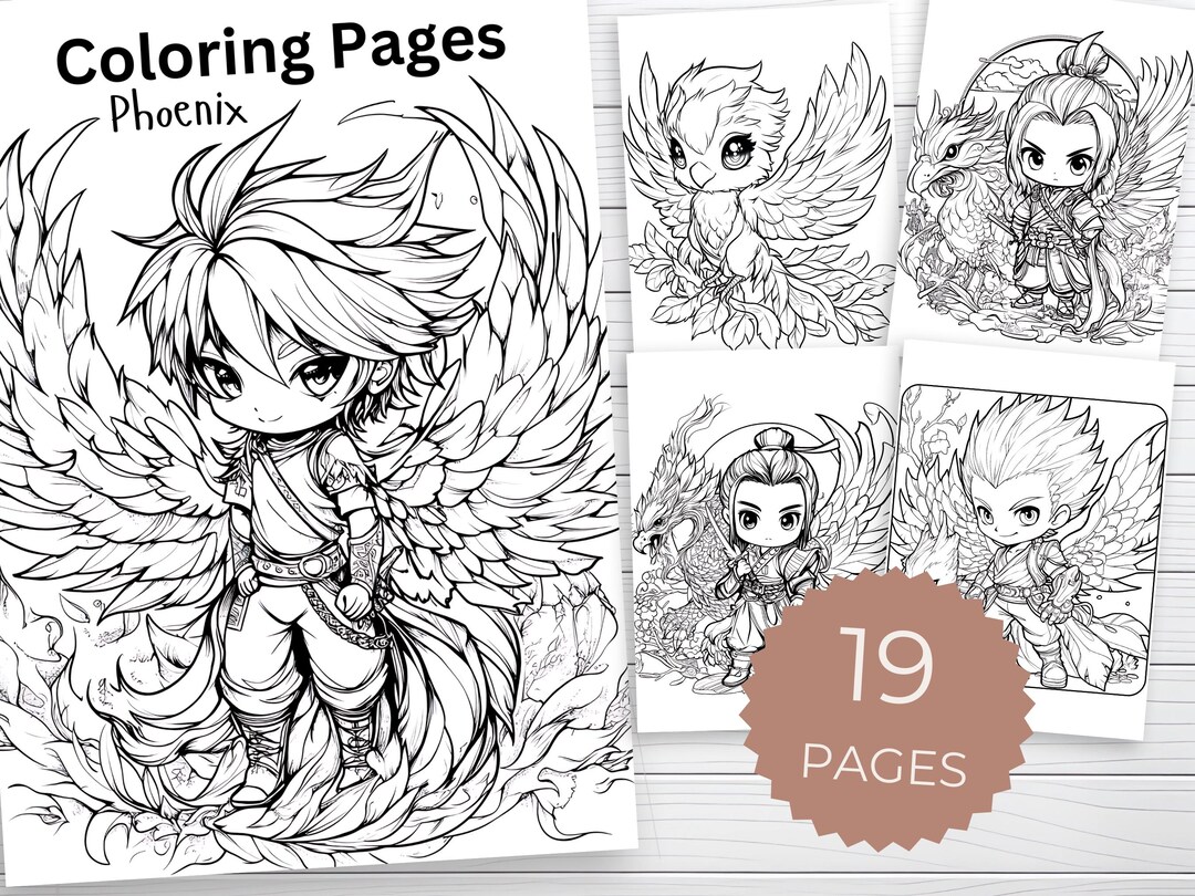 Legendary Phoenix Coloring Pages | Fantasy Coloring Sheets | Chibi ...