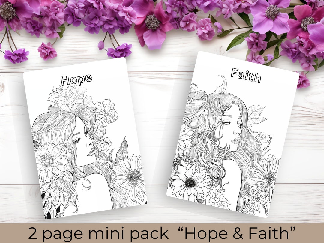 Hope and Faith 2 Page Mini Coloring Pack | Coloring Pages for Adults ...