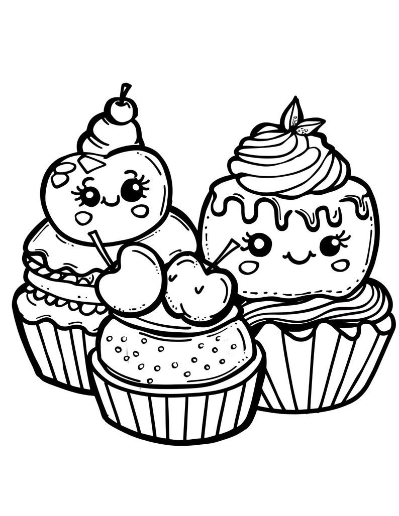 Kawaii Desserts Coloring Pages. PDF Download. Kawaii Style Art ...