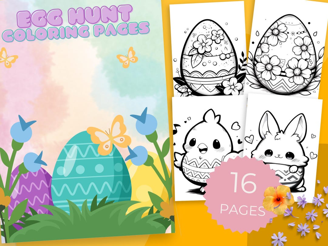 Easter Egg Hunt Coloring Pack | Fun and Whimsical Easter Eggs | Easter ...