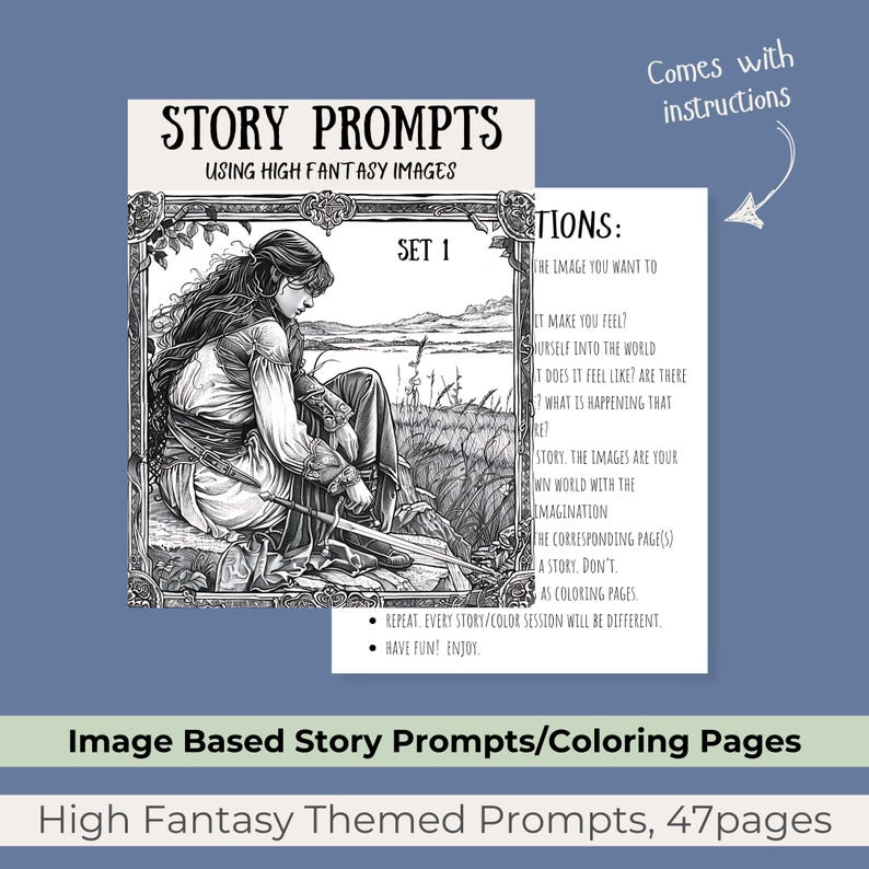 High Fantasy Story Prompts Printable Pack | Coloring Pages | Writing ...