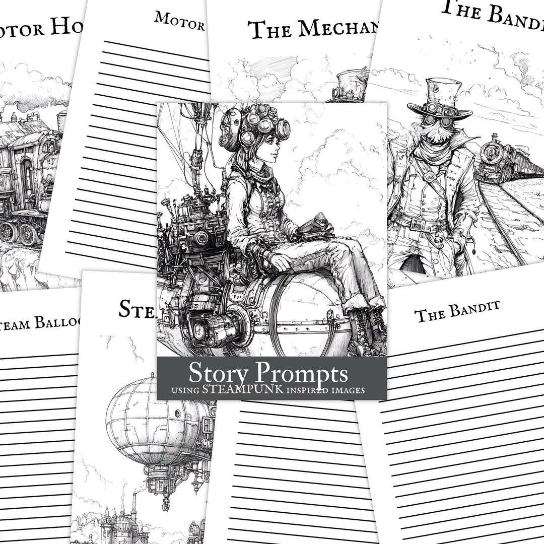 Steampunk Story Prompts | PDF Printable Pack of Images and Note Sheets ...