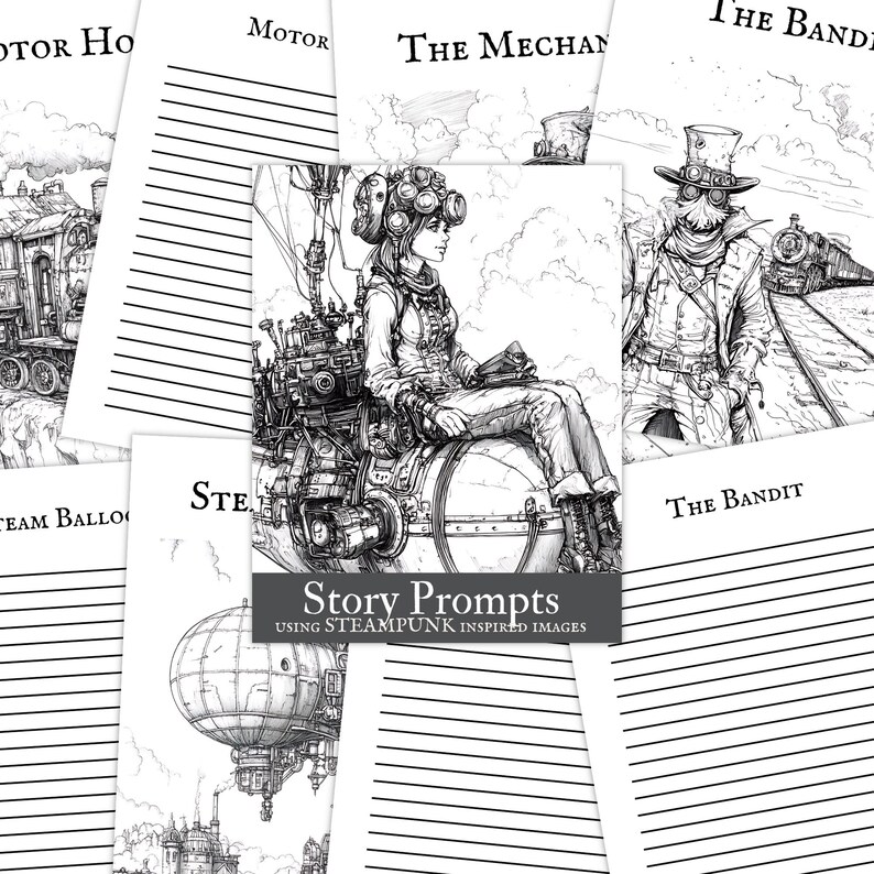 Steampunk Story Prompts | PDF Printable Pack of Images and Note Sheets ...