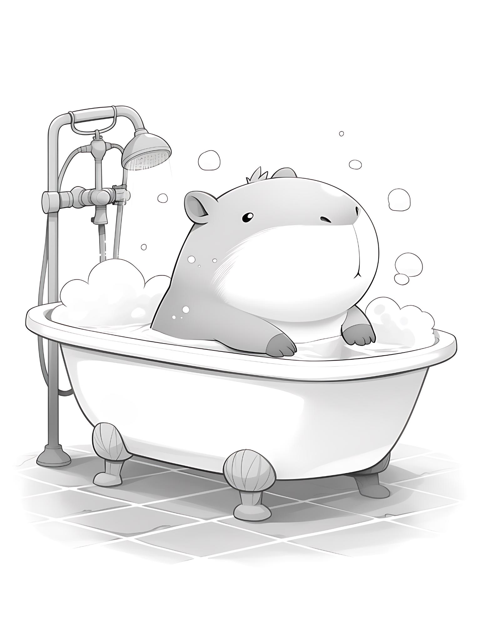 Kappy Capybara Coloring Pages | Bathing Capybara | Adorable, Sweet ...