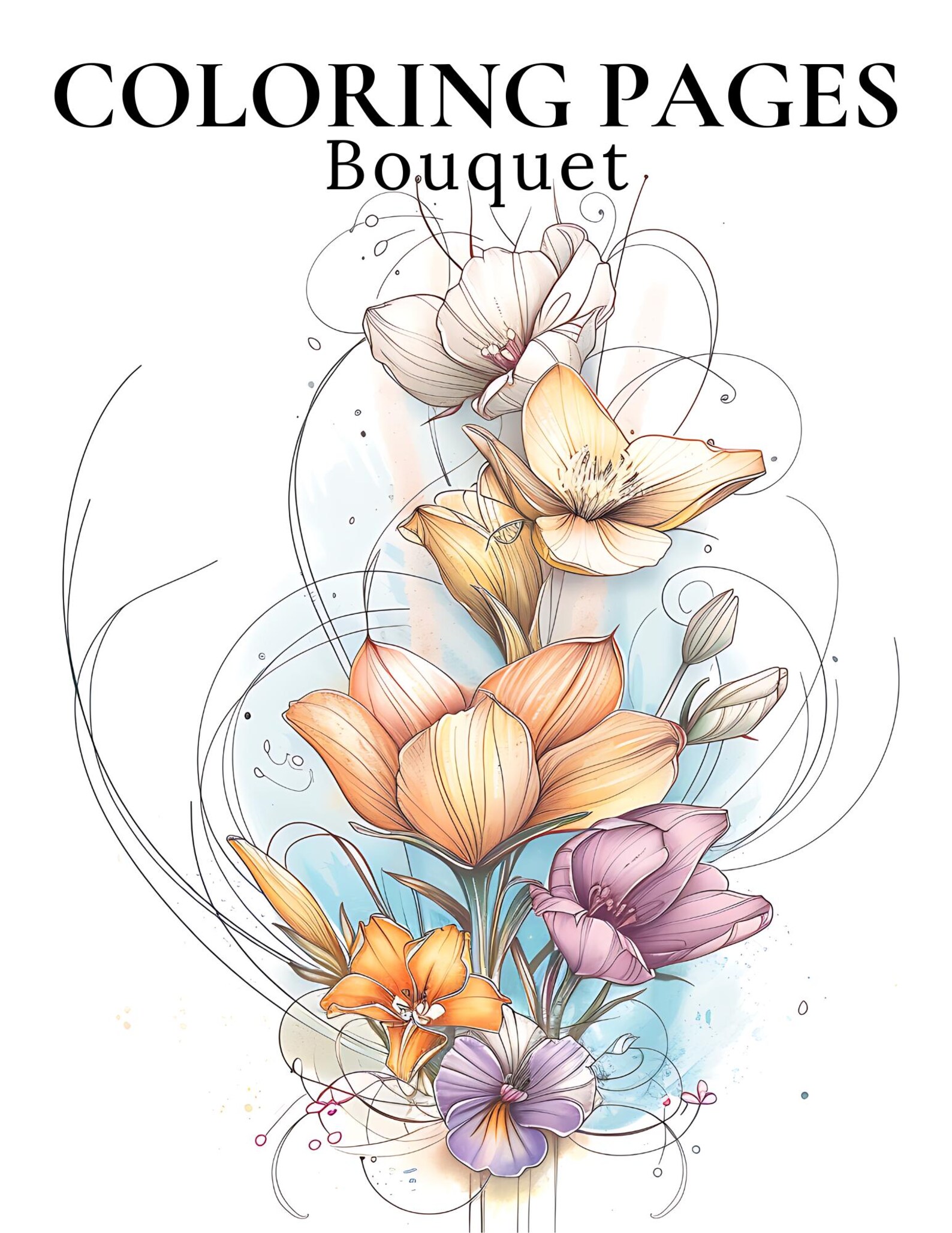 Wildflower Bouquet Coloring Pages, 12 Printable Designs (PDF Download ...