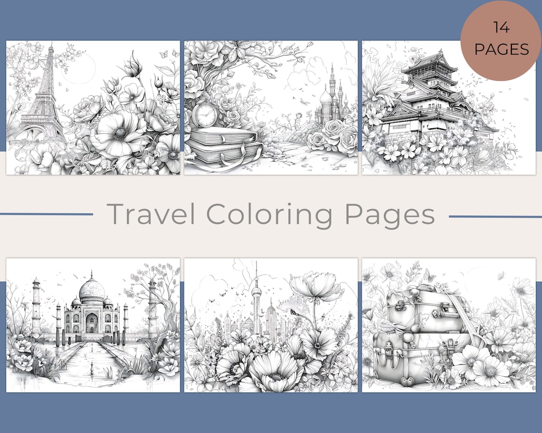 Travel Around the World With Coloring Pages. Landscape Orientation. PDF ...