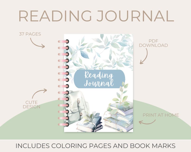 Reading Journal. PDF Download. Printable Journal. Reading Tracker. Book ...