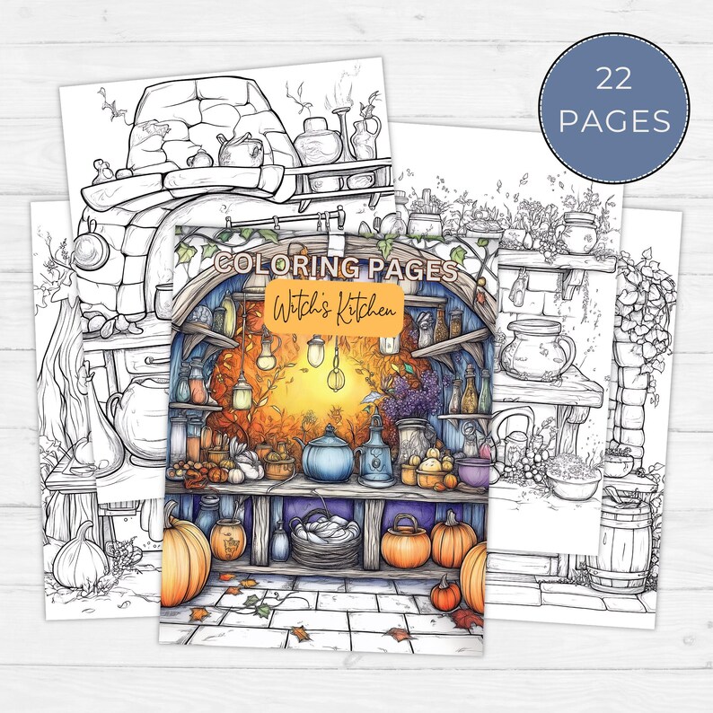 Good Witch's Kitchen Coloring Pages | Printable Digital Download for ...