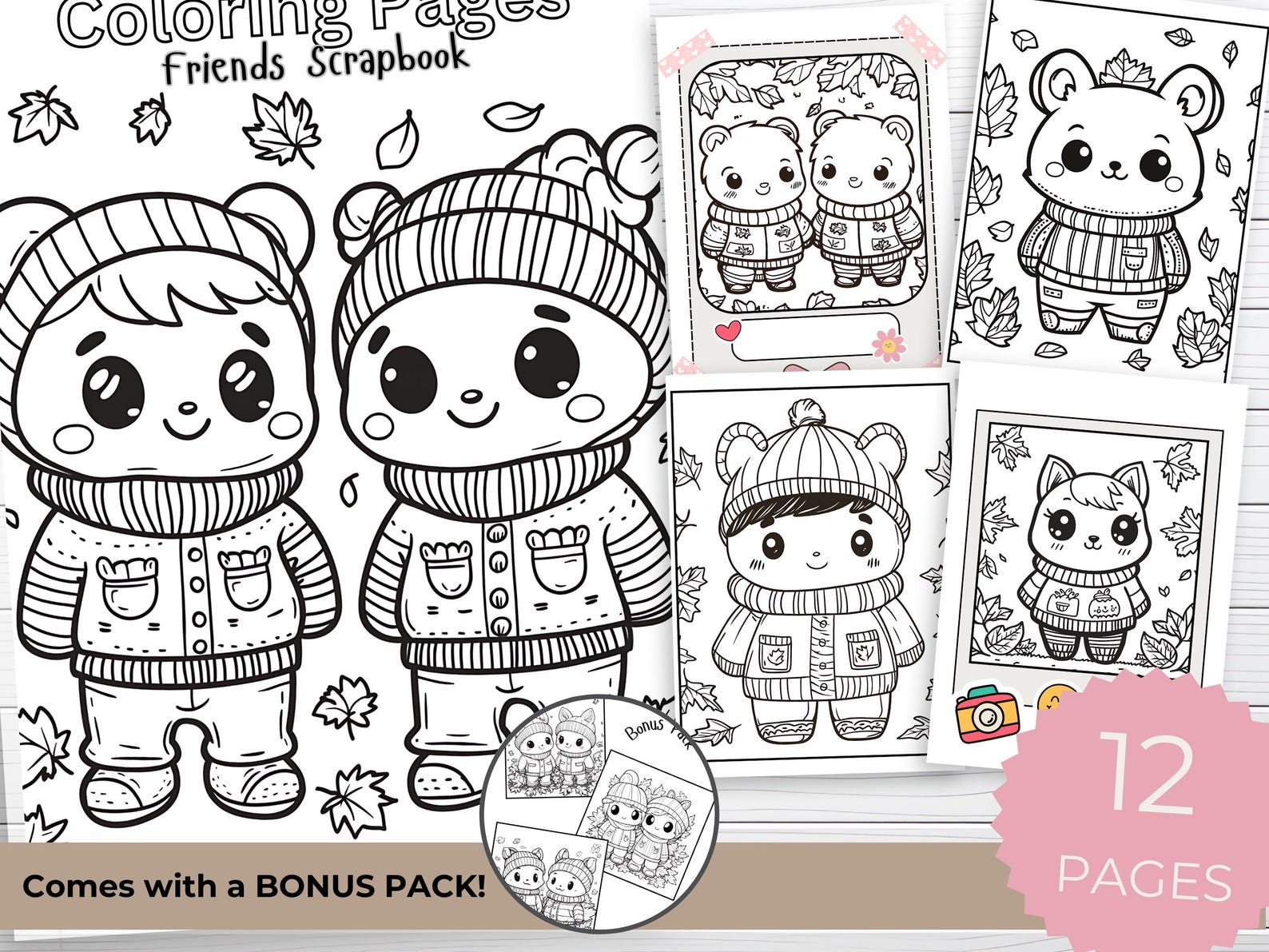 Friends Scrapbook Style Coloring Pages | Coloring Book Pages for Kids ...