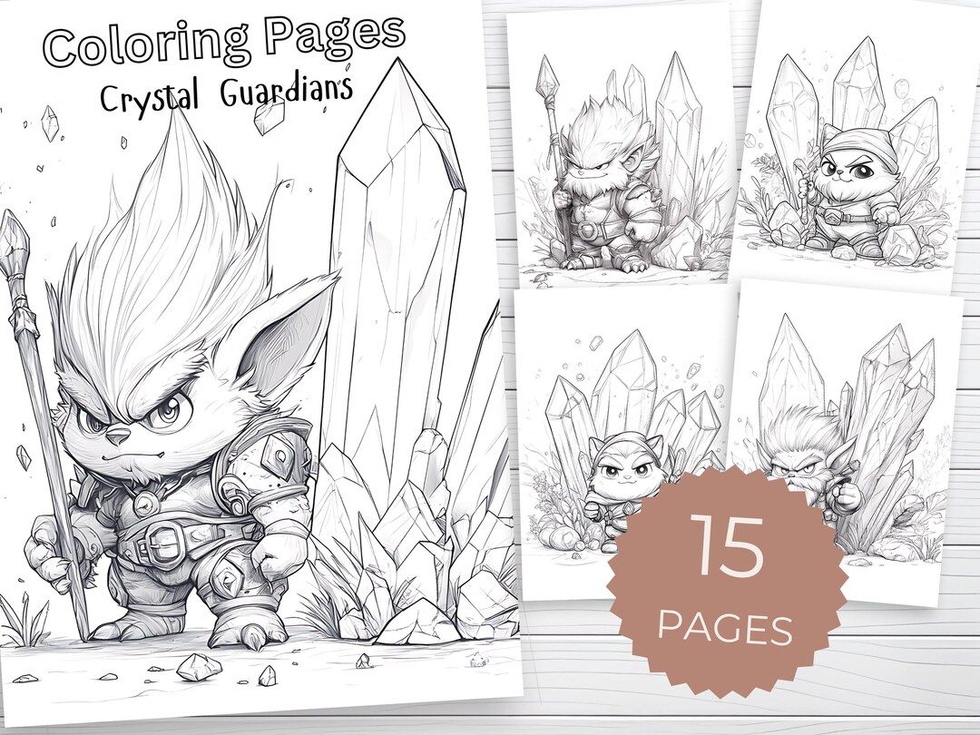 Fantasy Crystal Guardians | Fantasy Themed Coloring Pages for Kids and ...