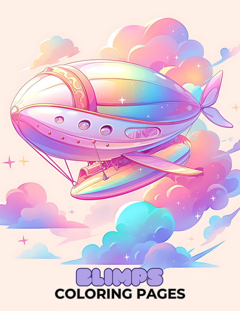 Blimps Coloring Pages | Fantasy Blimps | Steampunk Inspired Blimps ...