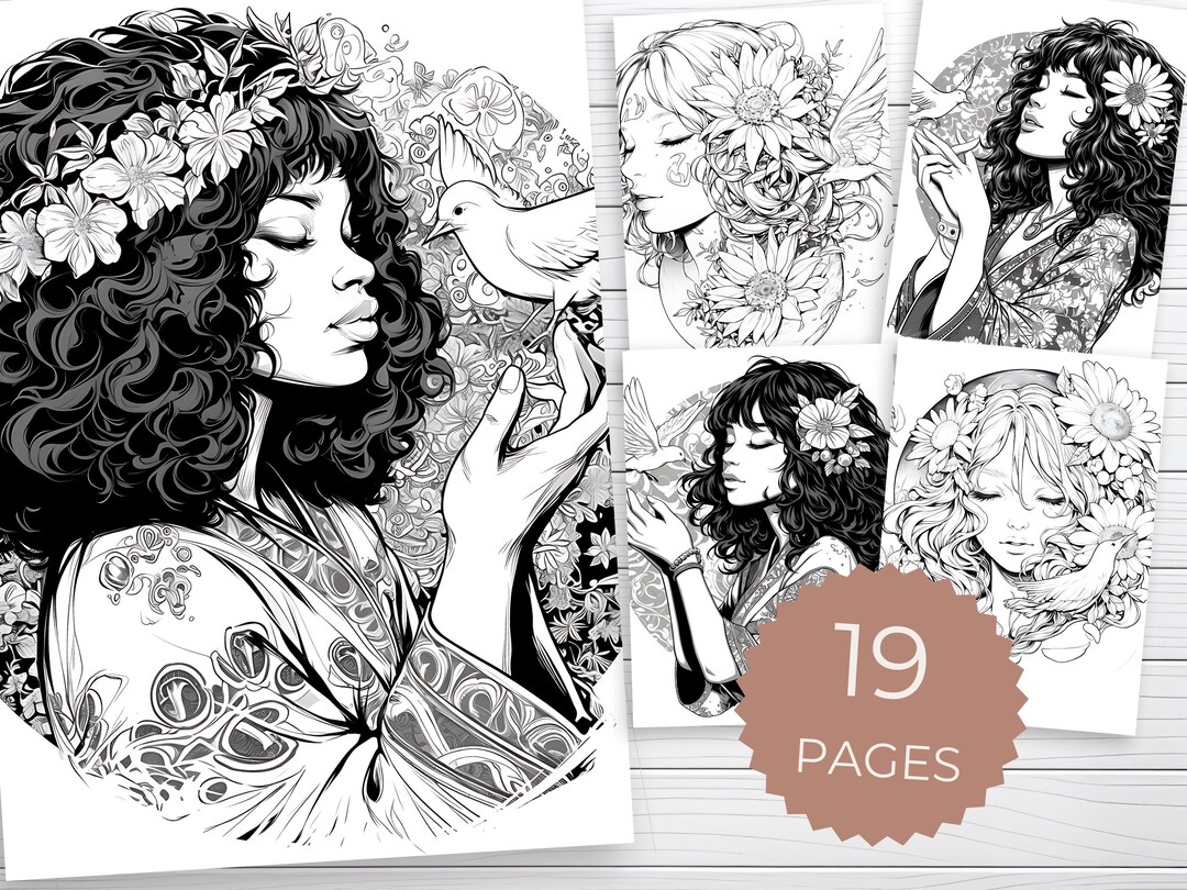 Manifest Your Dreams Coloring Pages | Beautiful Women in Prayer Pose ...