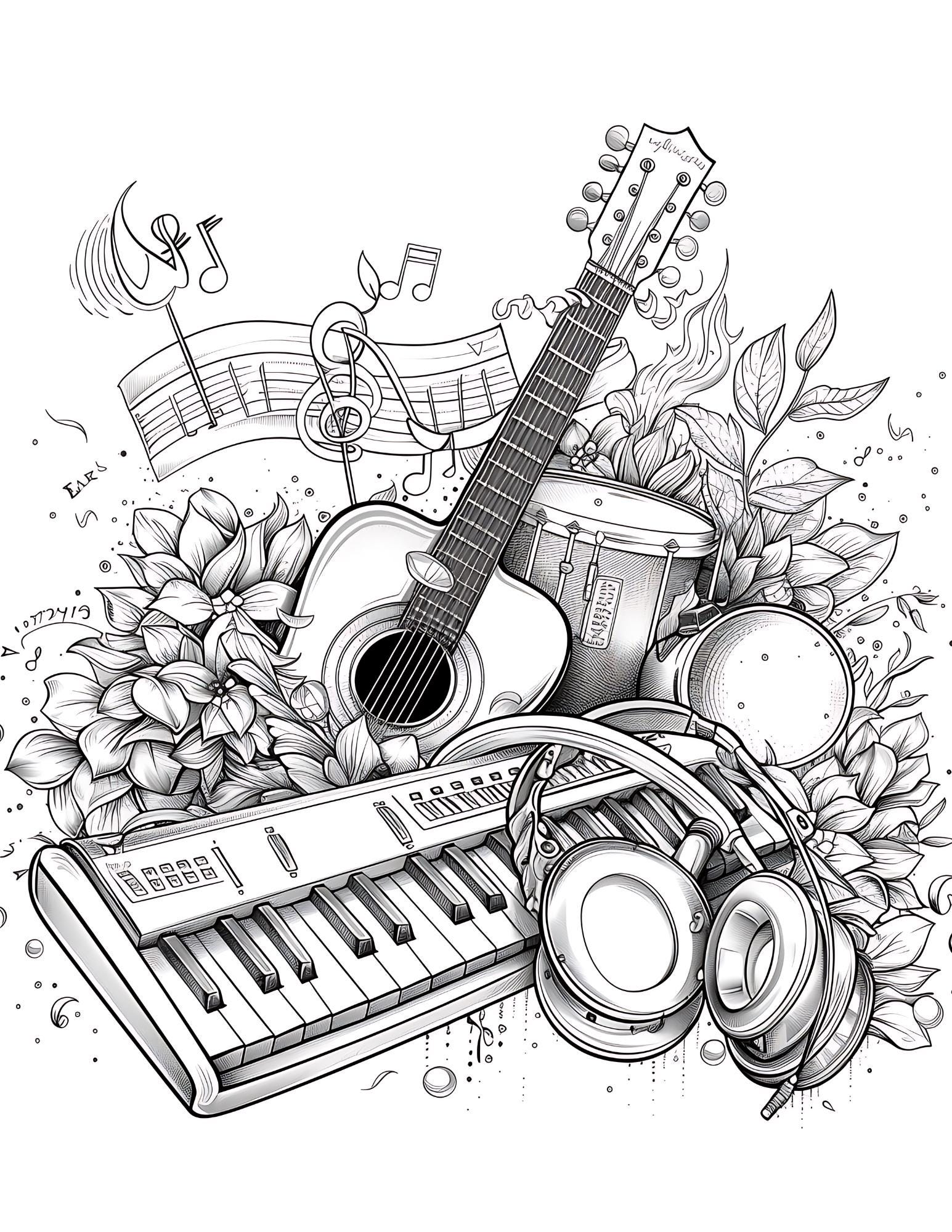 Music Meditation Coloring Pages for Adults, Spiritual Art (PDF Download ...