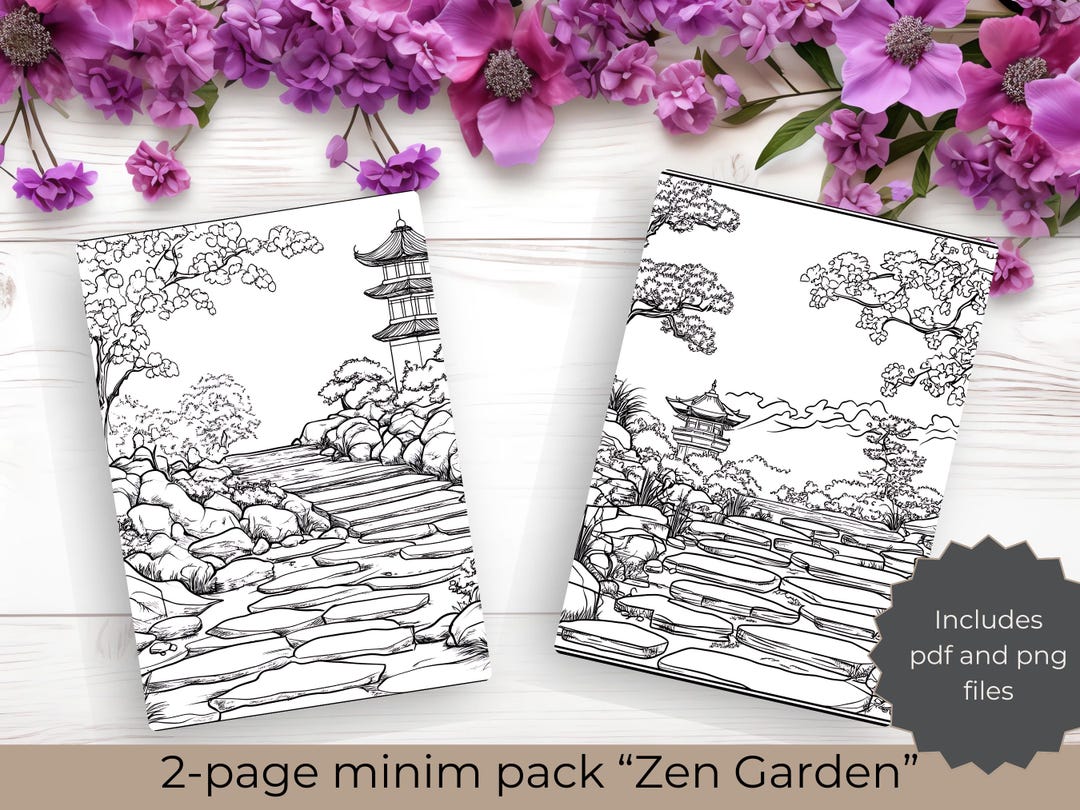 2-page Zen Garden Mini Pack | Coloring Pages | Coloring for Adults ...