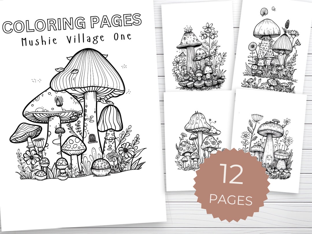 Mushroom Village I. Mushroom Art. Coloring Pages. Coloring Pages for ...