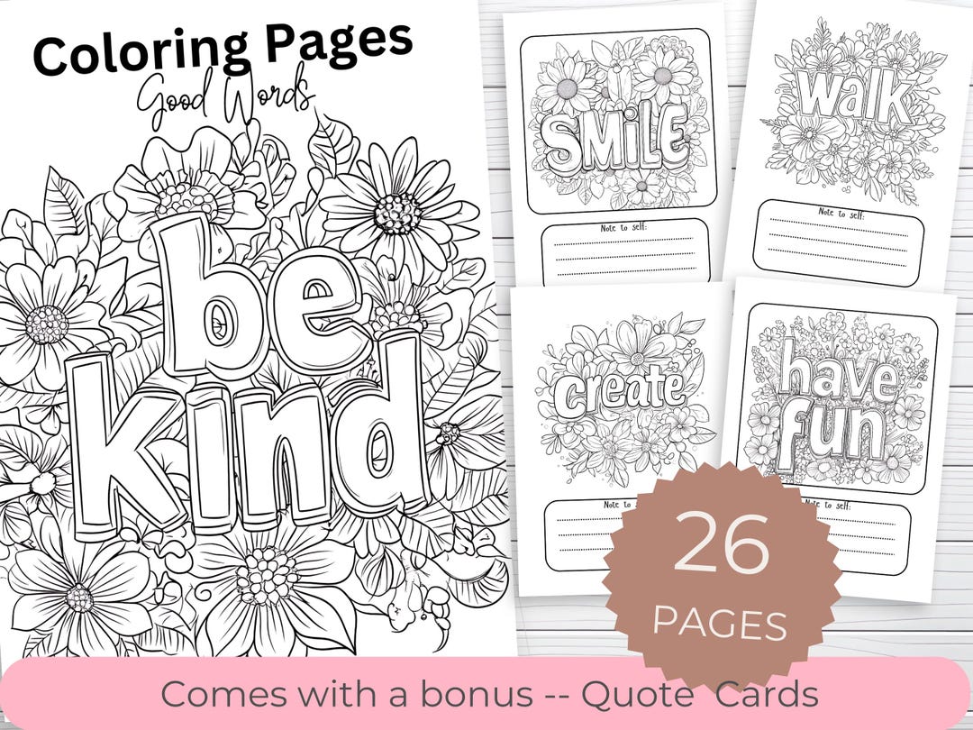 Good Words Coloring Pages | Journal Pages | Self Reflection Journal ...