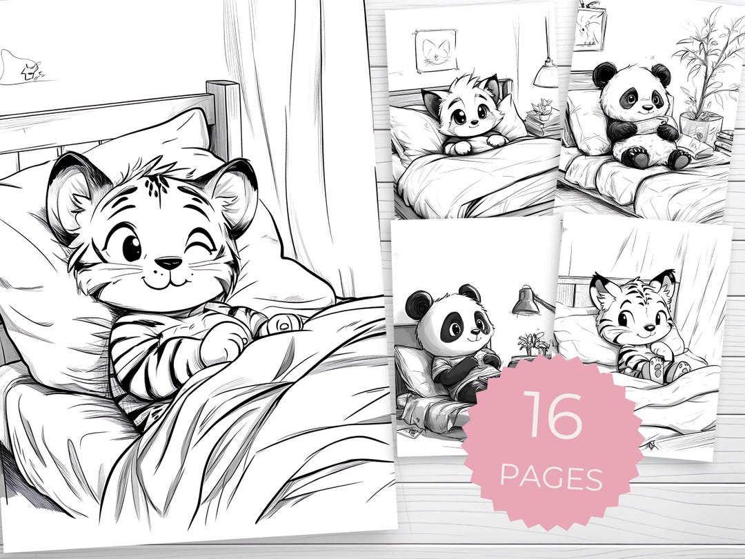 Sleepy Time Coloring Pages | Pandas, Tigers, Racoons Coloring Pages ...
