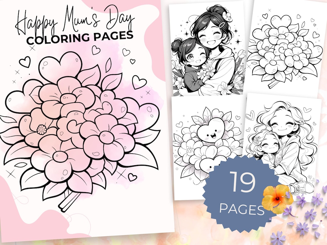 Happy Mum's Day Coloring Pages | Mother and Child | Printable Coloring ...