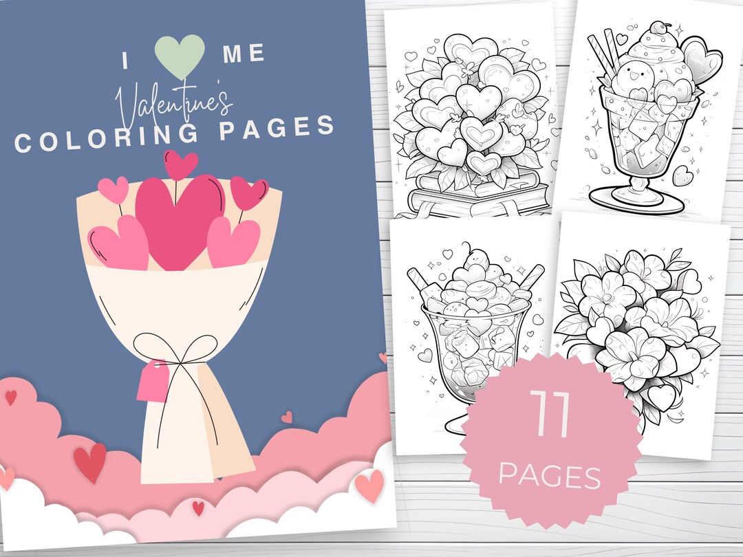 I LOVE ME Coloring Pages | Valentines Inspired Coloring Pages | Treats ...
