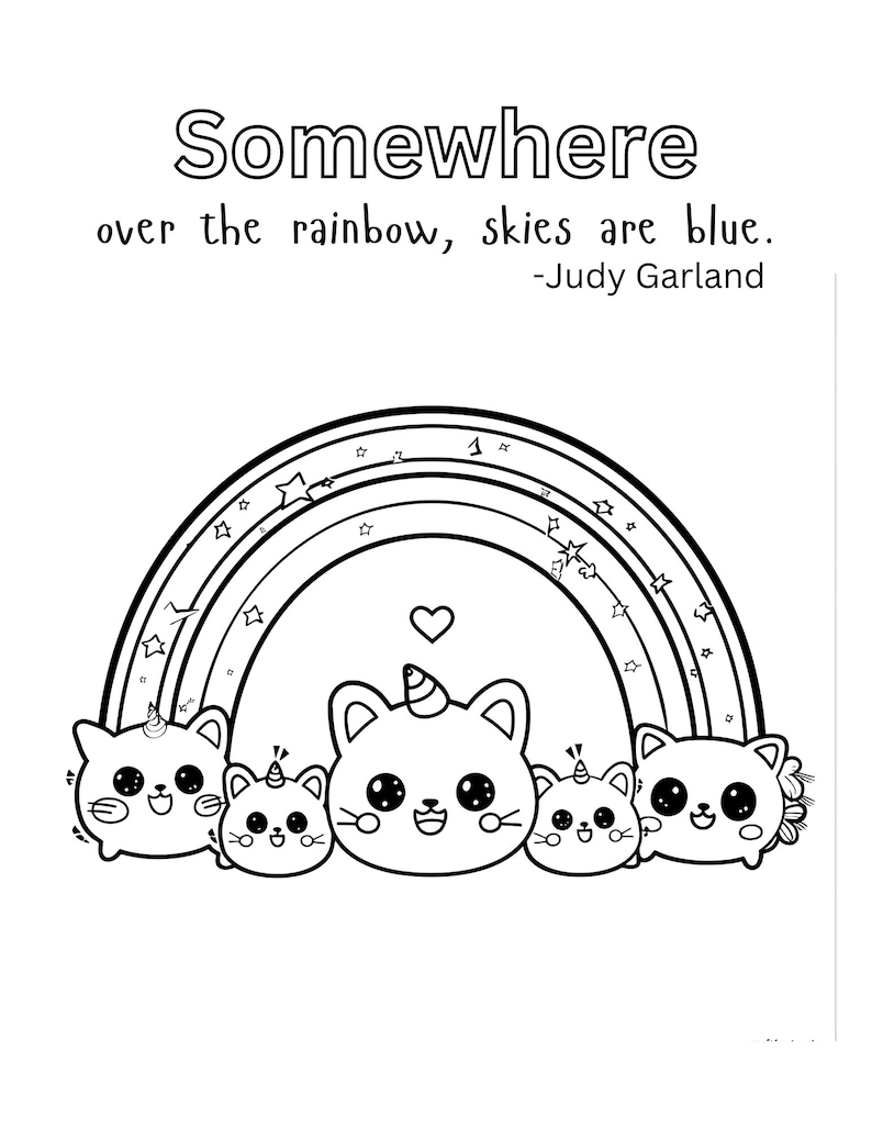 Cute Kawaii Rainbow Coloring Pages. Printable Coloring Pages for Kids ...