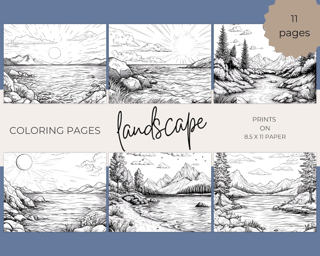 Picturesque Coloring Pages of Lakes and Rivers Mountain Backdrop 11 ...