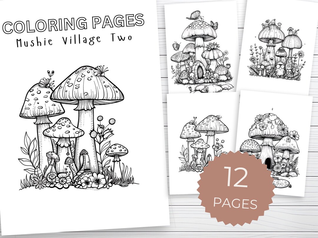 Mushroom Themed Coloring Pages. Printable Coloring Pages for Adults ...