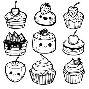 Kawaii Desserts Coloring Pages. PDF Download. Kawaii Style Art ...