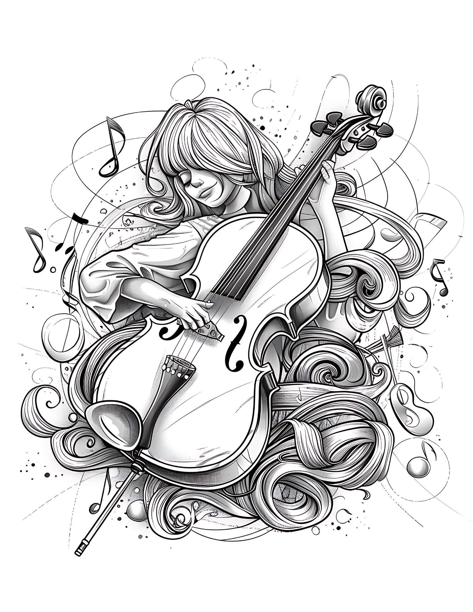 Music Meditation Coloring Pages for Adults, Spiritual Art (PDF Download ...